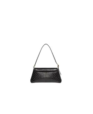 Balenciaga Logo Plaque Crocodile Effect Shoulder Bag
