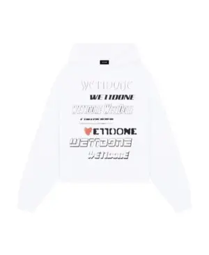 We11Done Bullet Screen Printed Hooded Sweater - White