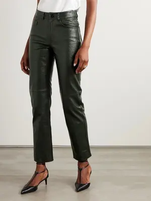BLAZÉ MILANO Snake-effect Leather Straight-leg Pants