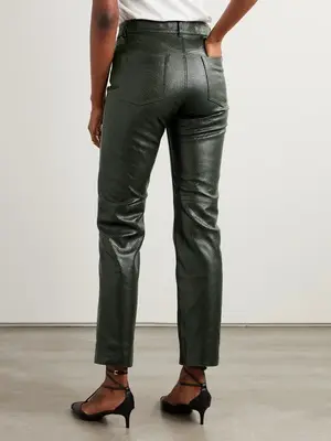 BLAZÉ MILANO Snake-effect Leather Straight-leg Pants