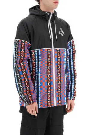 MARCELO BURLON COUNTY OF MILAN X Kappa Geometric Patterned Zip-up Hooded Jacket