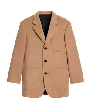 Celine Tailored Jacket In Cashmere Flannel - Light Brown