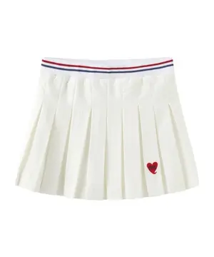 MARISSA CHIARA Pleated Skirt With Striped Waistband And Embroidered Logo