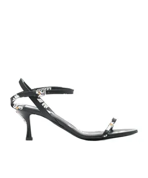 Moschino Open-toe High-heeled Sandals With Floral Print And Buckle Ankle Strap