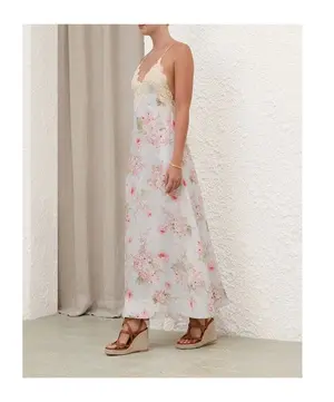 Zimmermann Floral Lace Trim Maxi Dress