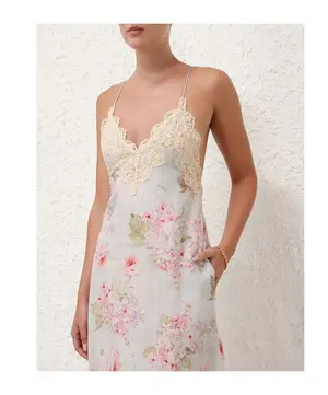 Zimmermann Floral Lace Trim Maxi Dress