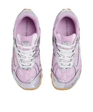 Bottega Veneta Orbit Lace-up Sneakers - Glossy Pink/silver