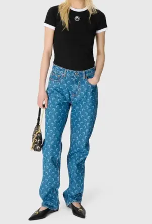 MARINE SERRE Allover Moon Print Straight-leg Jeans