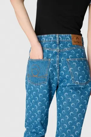 MARINE SERRE Allover Moon Print Straight-leg Jeans
