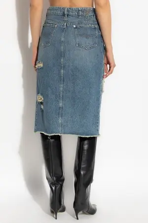 Blumarine Effect Denim Skirt