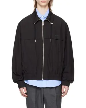 AMI Paris Zip-up Lightweight Jacket With Logo Detailing - Black