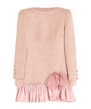 Valentino Garavani Organza Bow And Ruffled Hem Mini Dress - Pink