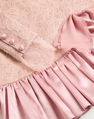 Valentino Garavani Organza Bow And Ruffled Hem Mini Dress - Pink