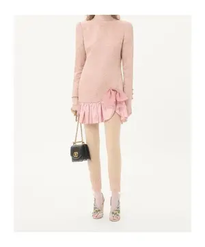 Valentino Garavani Organza Bow And Ruffled Hem Mini Dress - Pink