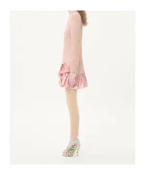 Valentino Garavani Organza Bow And Ruffled Hem Mini Dress - Pink