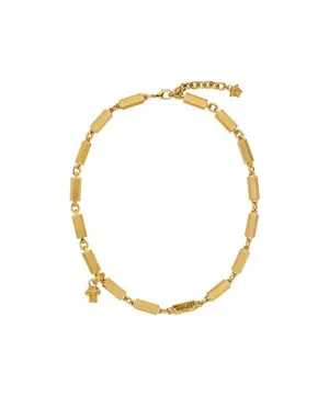 Versace Logo Engraved Column Necklace - Bright Gold