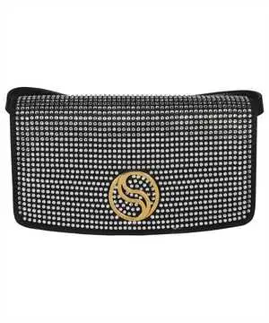 Stella McCartney Rhinestones-embellished S-wave Mini Wallet - Black