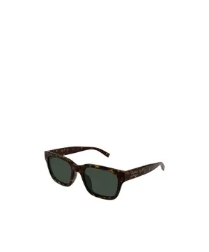 Gucci Rectangular Frame Sunglasses With Temple Logo Detail - Havana