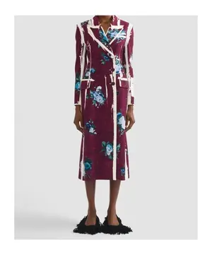 Erdem Double-breasted Floral-print Satin Coat