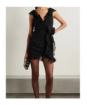 Alessandra Rich Flocked Silk-chiffon Mini Dress With Bow Embellishment