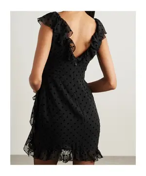 Alessandra Rich Flocked Silk-chiffon Mini Dress With Bow Embellishment