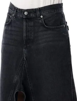 HAIKURE Asymmetric Denim Midi Skirt - Black