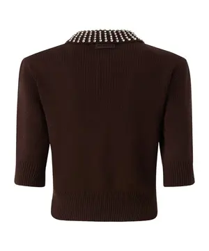 Pinko Collared Embellished Short-sleeve Knit Polo Shirt