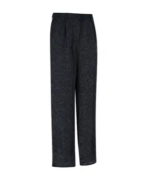 Sacai Leopard Print Satin Straight Leg Pants