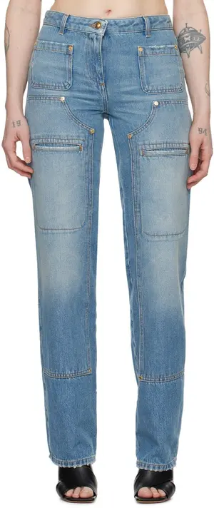 Palm Angels Straight Leg Panelled Jeans