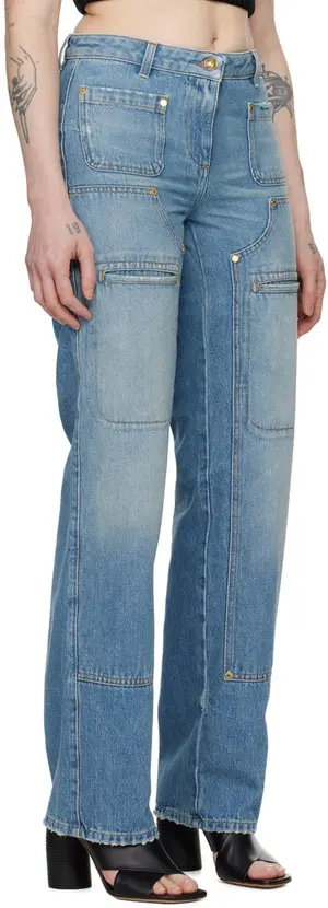 Palm Angels Straight Leg Panelled Jeans