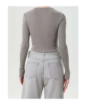 AGOLDE Ribbed Long-sleeve Top With Curved Hem