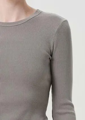 AGOLDE Ribbed Long-sleeve Top With Curved Hem