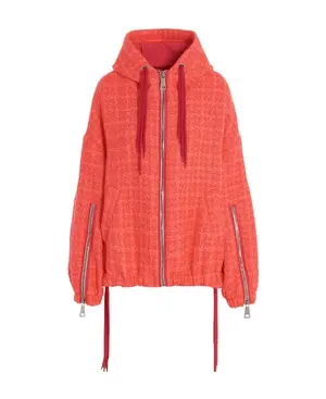 Khrisjoy Khrisjoy Tweed Drawstring Hooded Jacket Brown