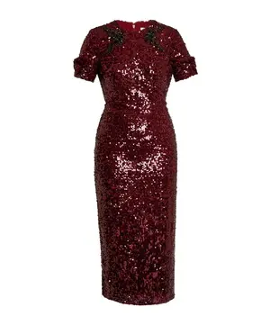 Erdem Embellished Sequined Georgette Midi Dress