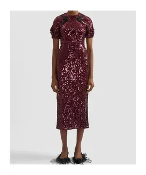 Erdem Embellished Sequined Georgette Midi Dress