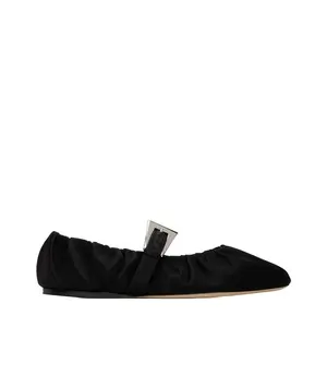 Paris Texas Sveva Plissé Buckle Ballet Flats
