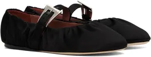 Paris Texas Sveva Plissé Buckle Ballet Flats
