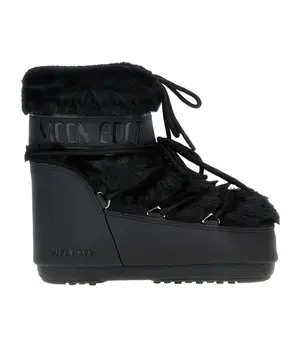 Moon Boot Icon Low Faux-fur Lace-up Boots - Black