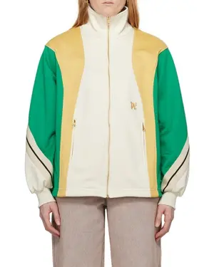 Palm Angels Monogram Embroidered Zipped Sweatshirt - White