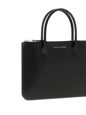 Comme Des Garçons Logo Printed Top Handle Bag - Black