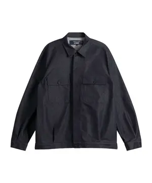 Comme Des Garçons Long-sleeved Collared Jacket With Flap Pockets - Navy