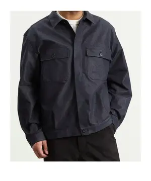 Comme Des Garçons Long-sleeved Collared Jacket With Flap Pockets - Navy