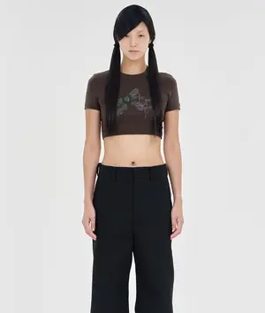 We11Done Pattern Printed Cropped T-shirt