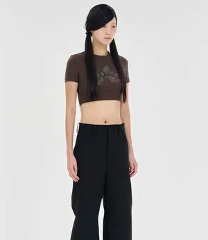 We11Done Pattern Printed Cropped T-shirt