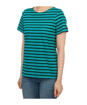 Saint James Striped Crew Neck Short Sleeve T-shirt - Green