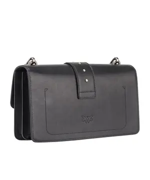 Pinko Logo Plaque Chain Linked Crossbody Bag - Black