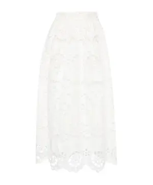 Zimmermann Zimmermann Lexi Embroidered Linen Midi Skirt No