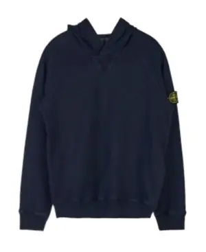 Stone Island Logo Patch Cotton Hoodie - Blue