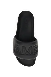 AMBUSH Quilted Lettering Logo Slides - Black