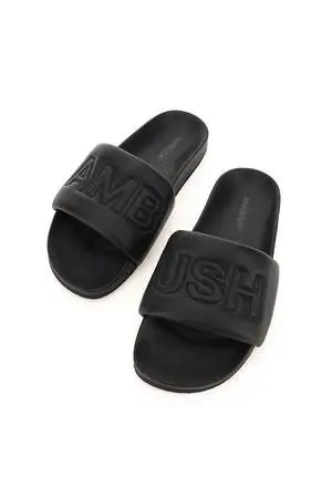 AMBUSH Quilted Lettering Logo Slides - Black
